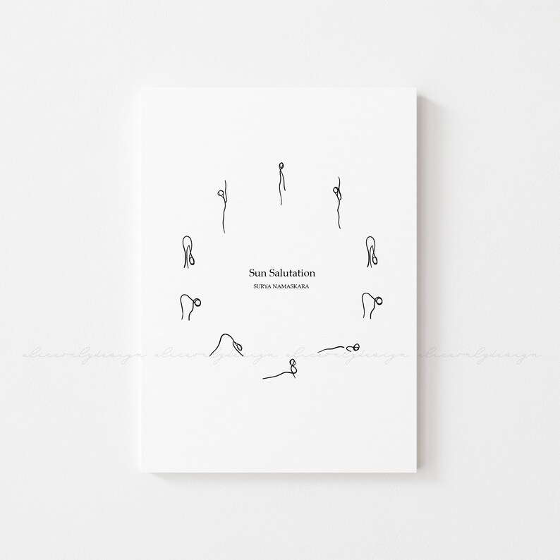Ashtanga Yoga Wall Art Yoga Line Art Sun Salutation Poster Yoga Line ...