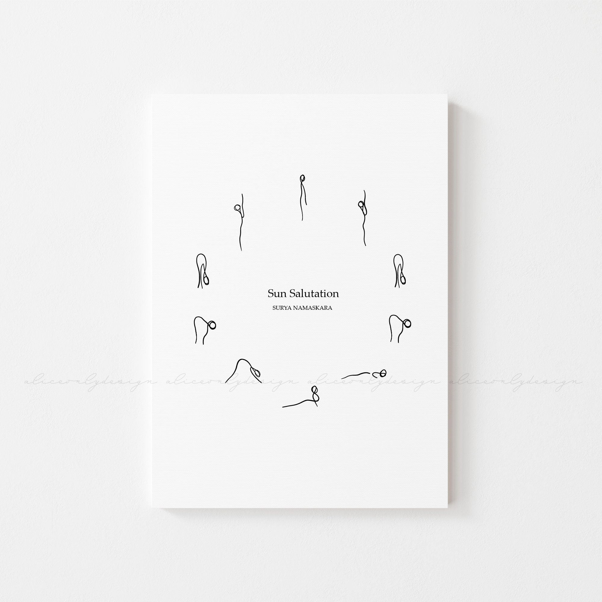 Ashtanga Yoga Wall Art Yoga Line Art Sun Salutation Poster Yoga Line ...