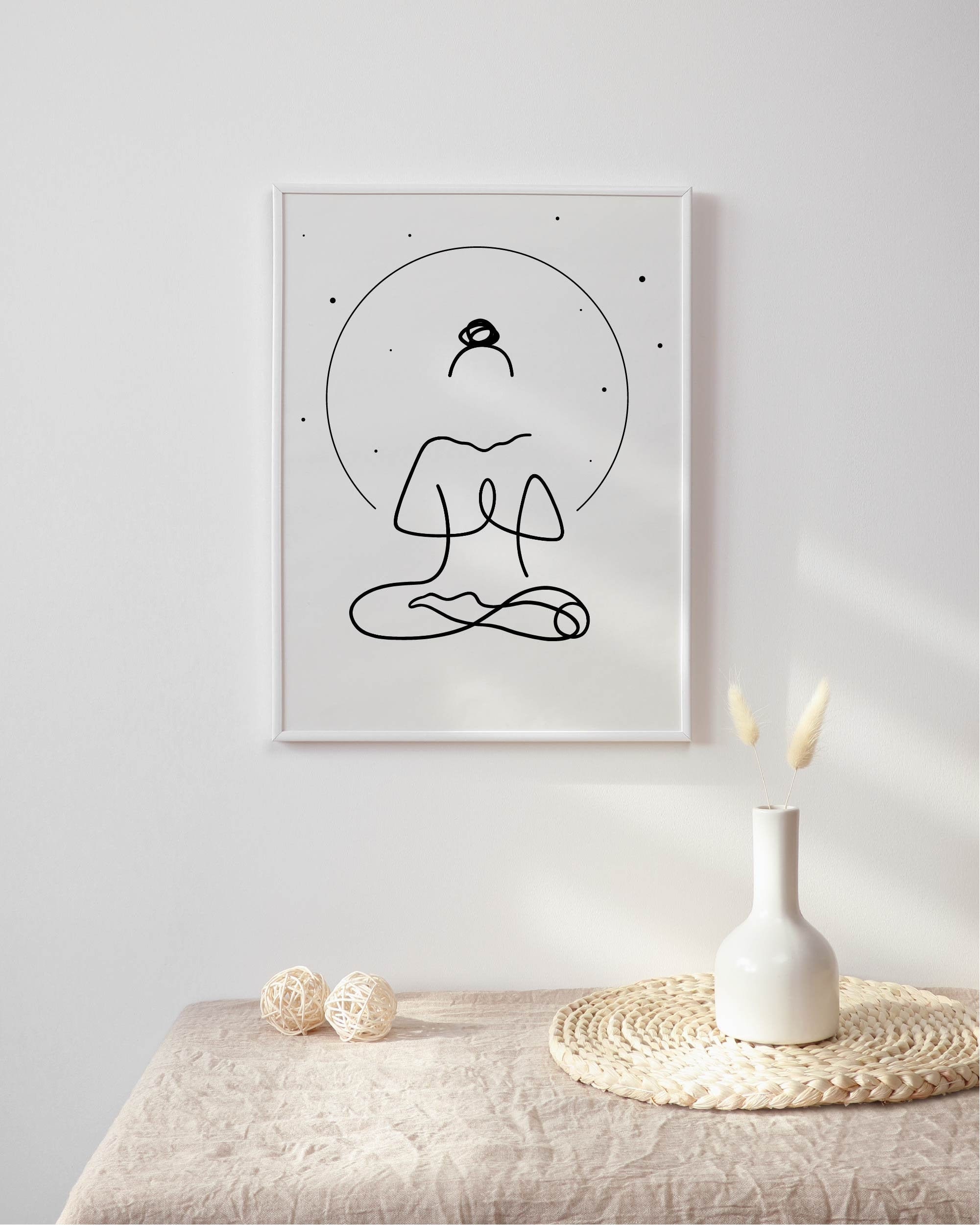 Meditation Wall Art Minimal Wall Decor Line Art Meditation Line Drawing ...