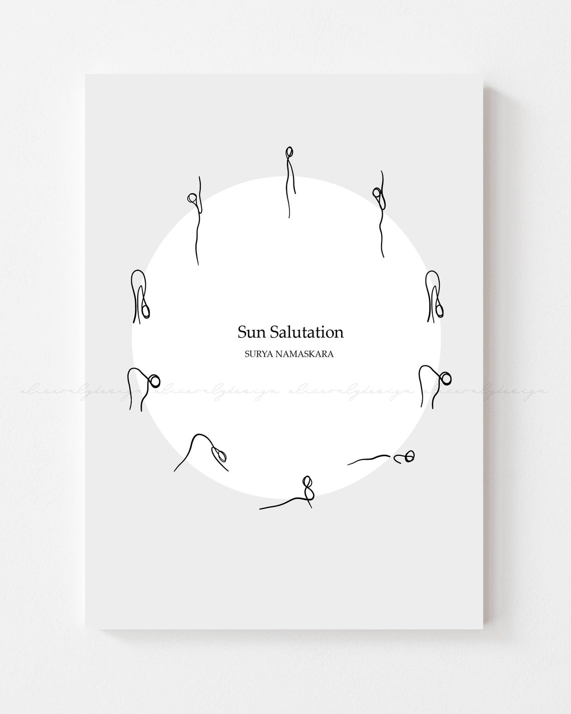 Ashtanga Yoga Wall Art Yoga Line Art Sun Salutation Poster Yoga Line ...