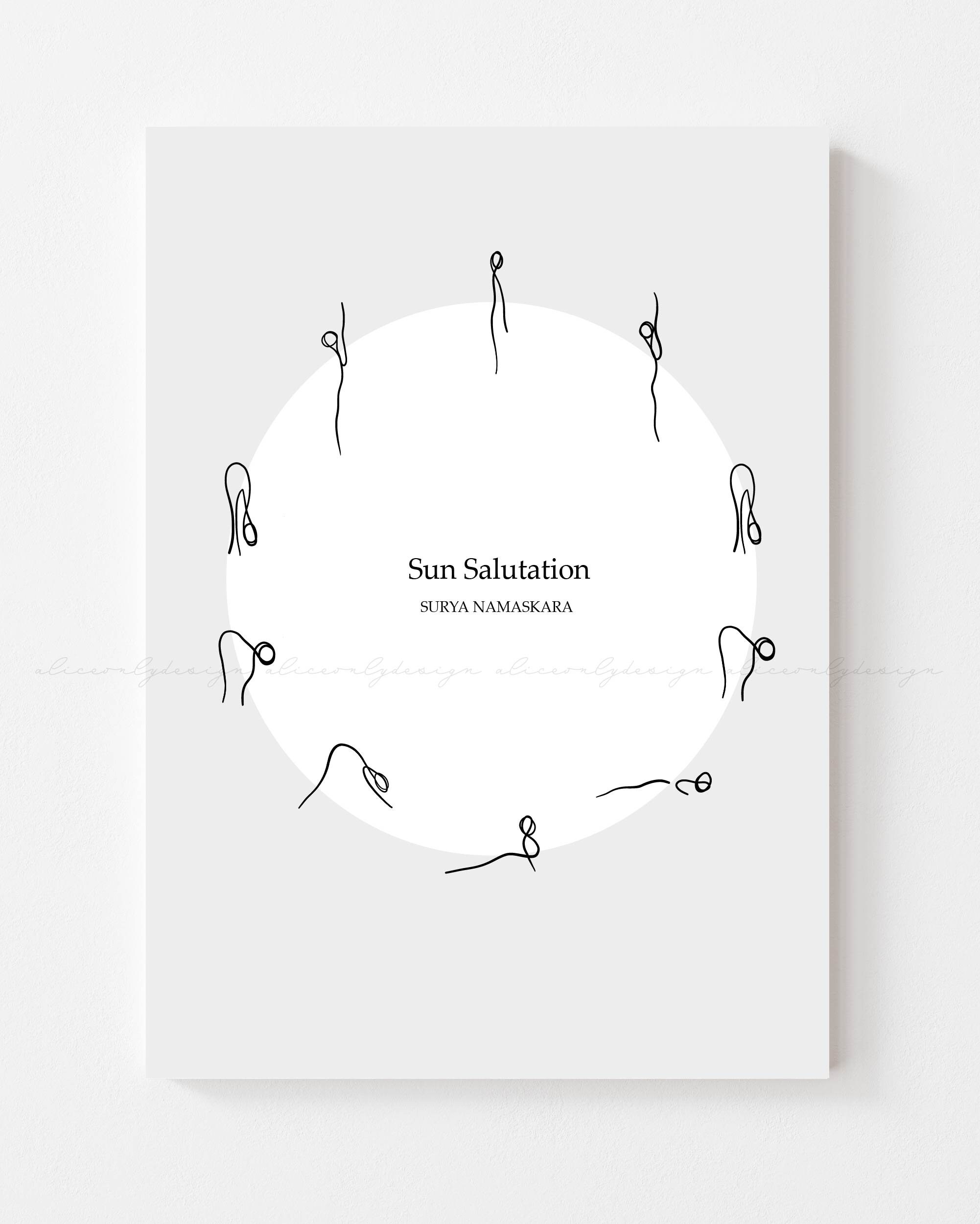 Ashtanga Yoga Wall Art Yoga Line Art Sun Salutation Poster Yoga Line ...