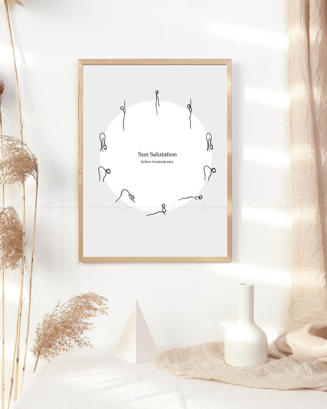 Ashtanga Yoga Wall Art Yoga Line Art Sun Salutation Poster Yoga Line ...