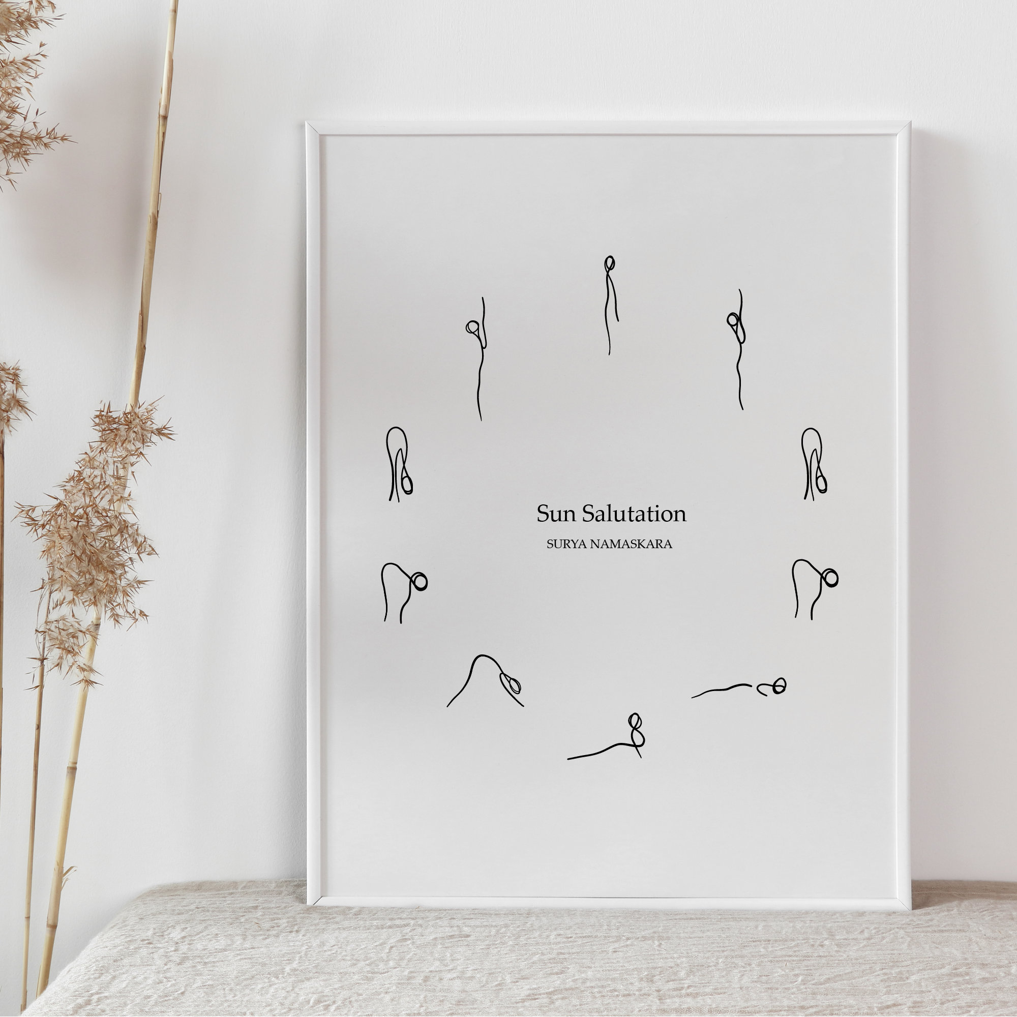 Ashtanga Yoga Wall Art Yoga Line Art Sun Salutation Poster Yoga Line ...