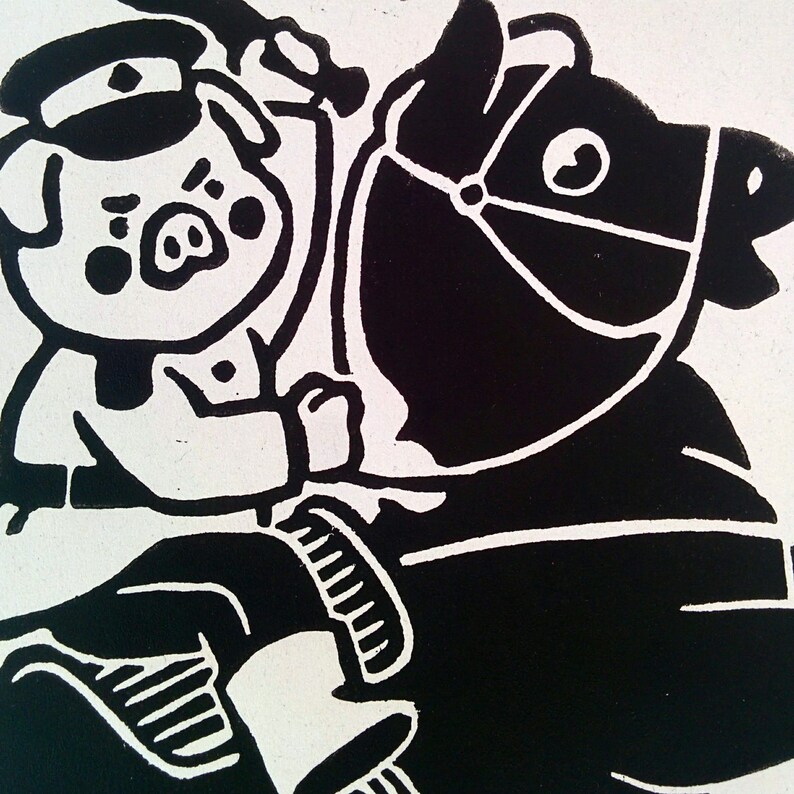 Riot Police Poster, Linocut Protest Art Print, Pig Poster, Horse Wall ...
