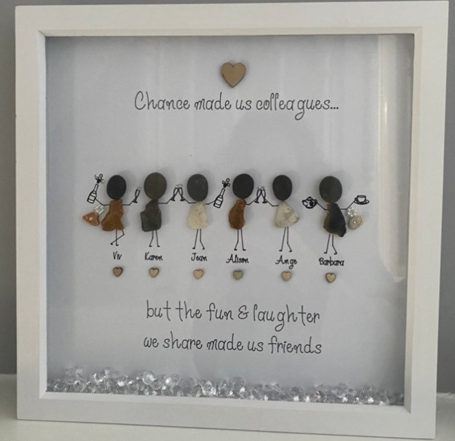 Large Personalised Friends / Colleagues Pebble Art Box Frame. - Etsy UK