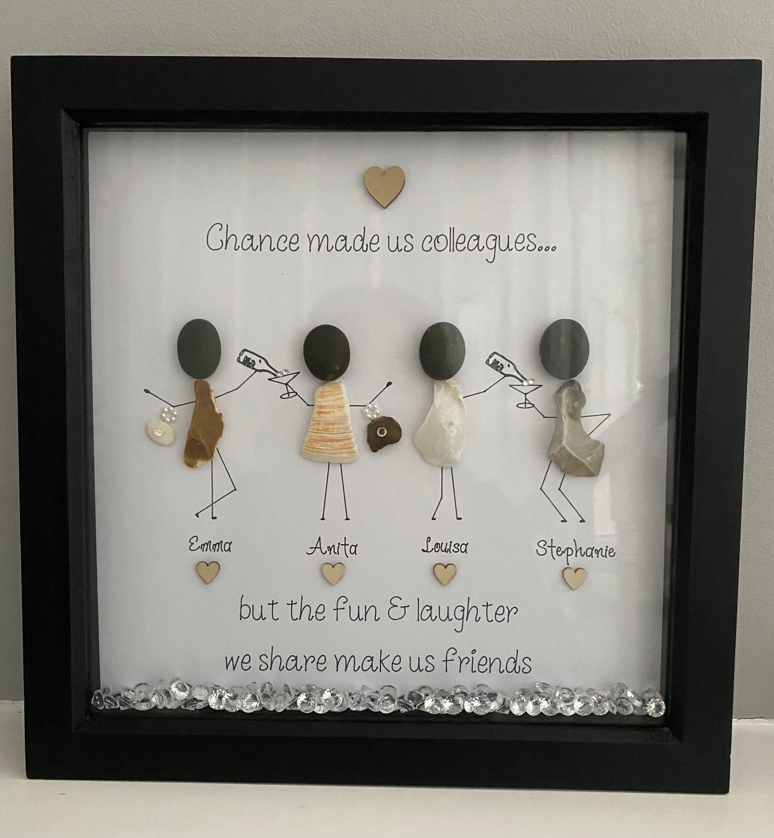 Large Personalised Friends / Colleagues Pebble Art Box Frame. - Etsy UK