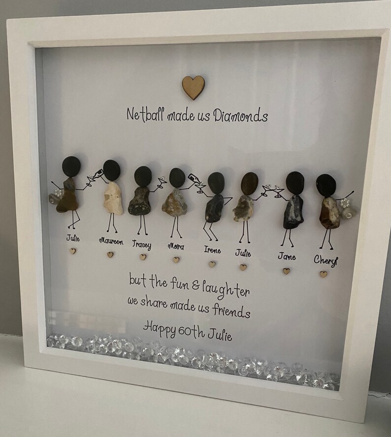 Large Personalised Friends / Colleagues Pebble Art Box Frame. - Etsy UK