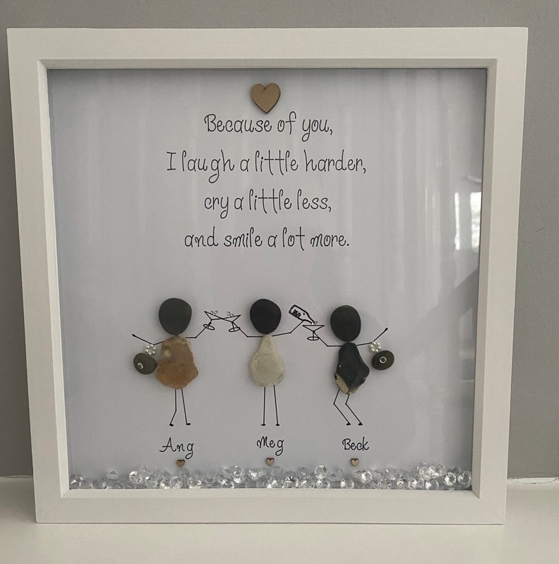 Large Personalised Friends / Colleagues Pebble Art Box Frame. - Etsy UK