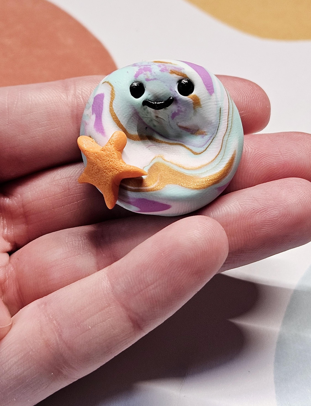 Handmade Polymer Clay Worry Stone: Starfish Pocket Pebble - Etsy