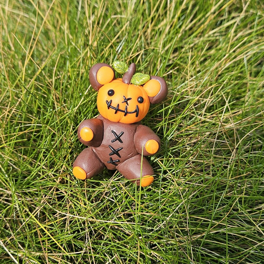 Scarebear, Pumpkin Bear, Halloween Bear, Polymer Clay Animal, Autumn ...