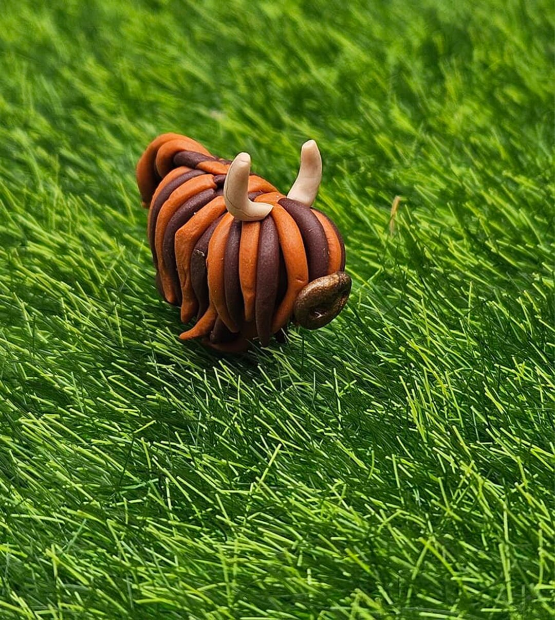 Miniature Hairy Brown Highland Cow, Wee Coo Made From Polymer Clay ...