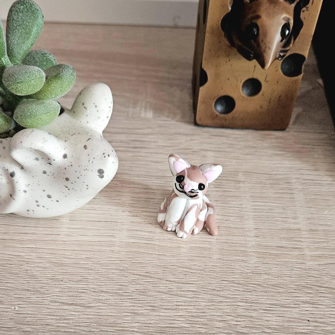 Miniature Tabby Cat Figurine, Cat Lover Gift, UK Handmade, Brown and ...