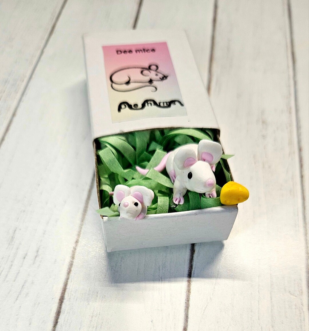 Tiny White Mice Family in a Matchbox, Mouse in a Box, Small Gratitude ...