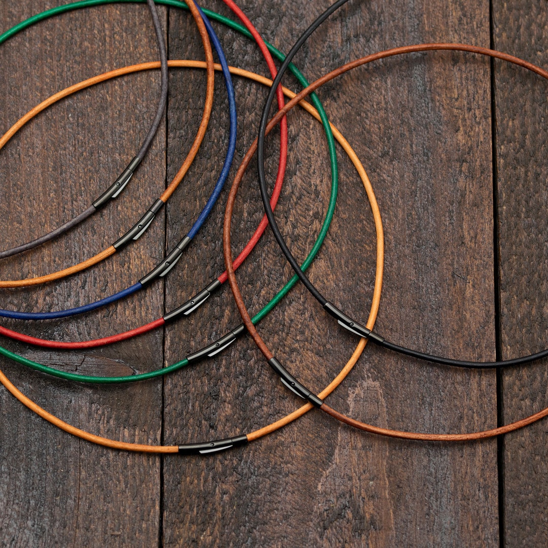 Necklace for Pendant Charm With Black Clasp, Thin Leather Cord Necklace ...