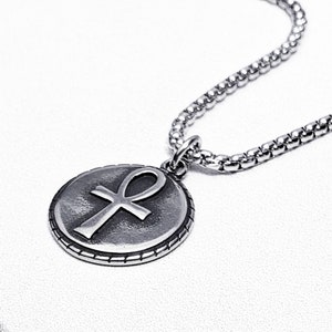Men's ANKH COIN Necklace | Men's Silver Stainless Steel Ankh Coin ...