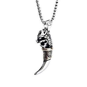 Men's "wolf Tooth" Necklace| Men's Silver & Gold Stainless Steel Wolf ...