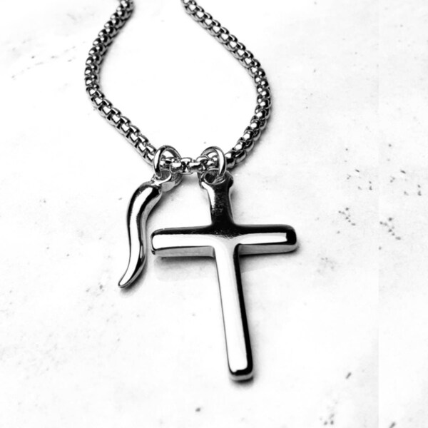 Italian Cross Pendant Necklace - Etsy