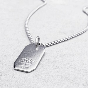 Men's tree of LIFE Tag Necklace Men's Silver Stainless Steel Tree of ...
