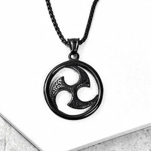 Men's BLACK SHINTO TOMOE Necklace | Men's Black Stainless Steel ...