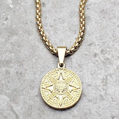 Men's aztec CALENDAR Medallion Necklace - Etsy