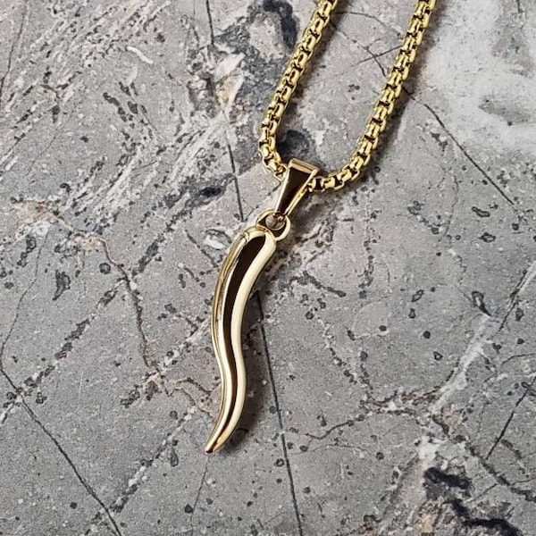 Men Gold Cornicello Necklaces - Etsy