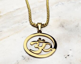 Gold Om Pendant - Etsy