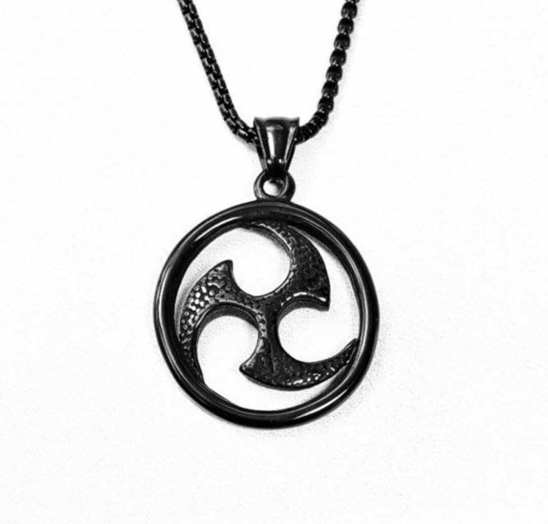 Men's "black SHINTO Tomoe" Necklace| Men's Black Stainless Steel ...