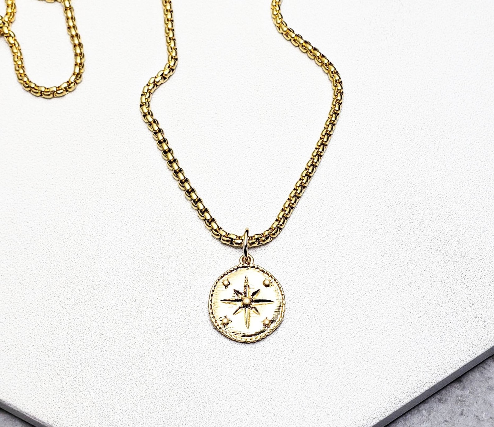 Men's north STAR Coin Necklace Men's Gold - Etsy