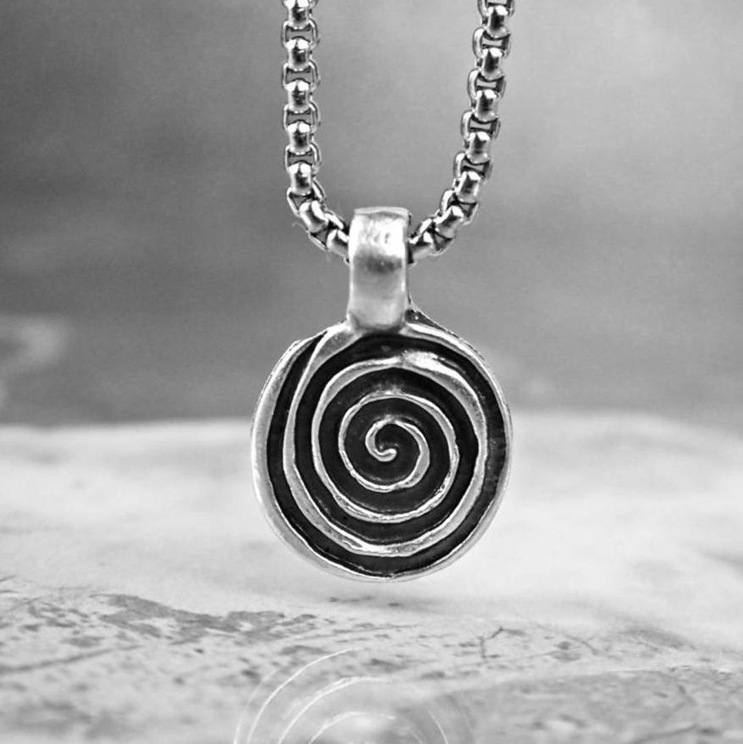 Men's CELTIC SPIRAL COIN Necklace| Men's Silver Gold Stainless Steel ...
