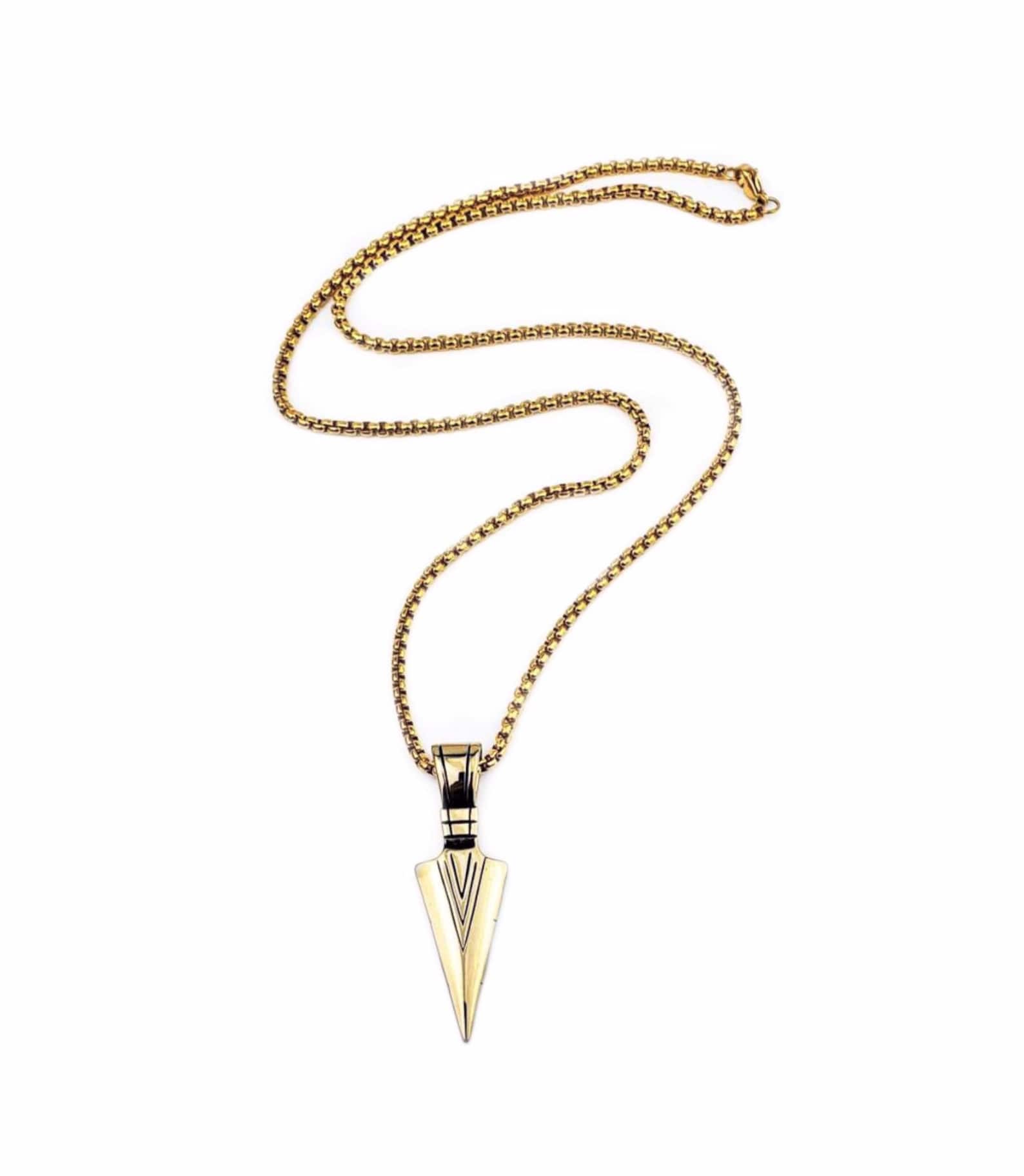 Men's golden Arrowhead Necklace Men's - Etsy