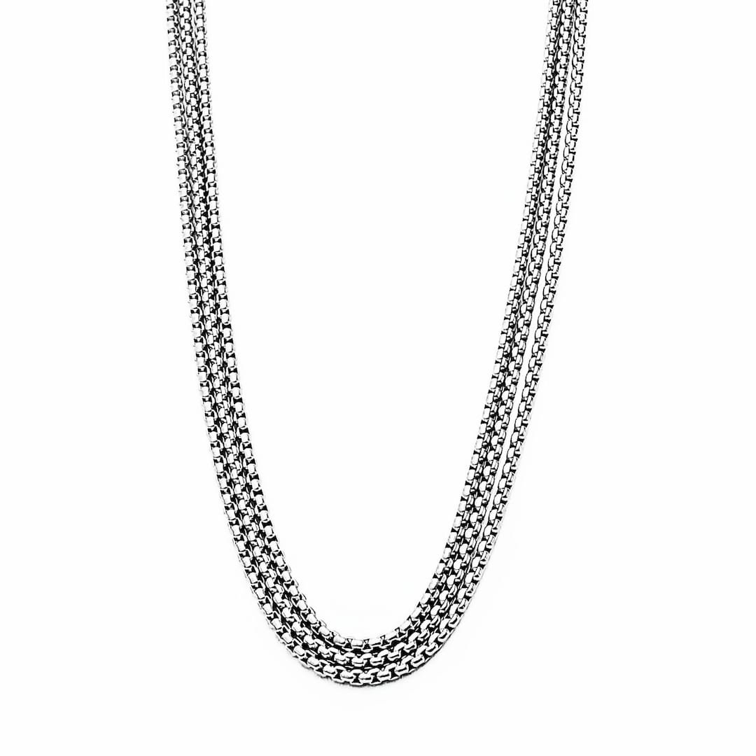 Men's SILVER BOX CHAIN Necklace | Men's Silver Stainless Steel Box ...