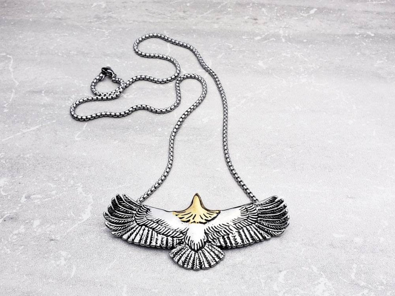 Men's TRIBAL EAGLE AMULET Necklace | Men's Gold Silver Stainless Steel ...