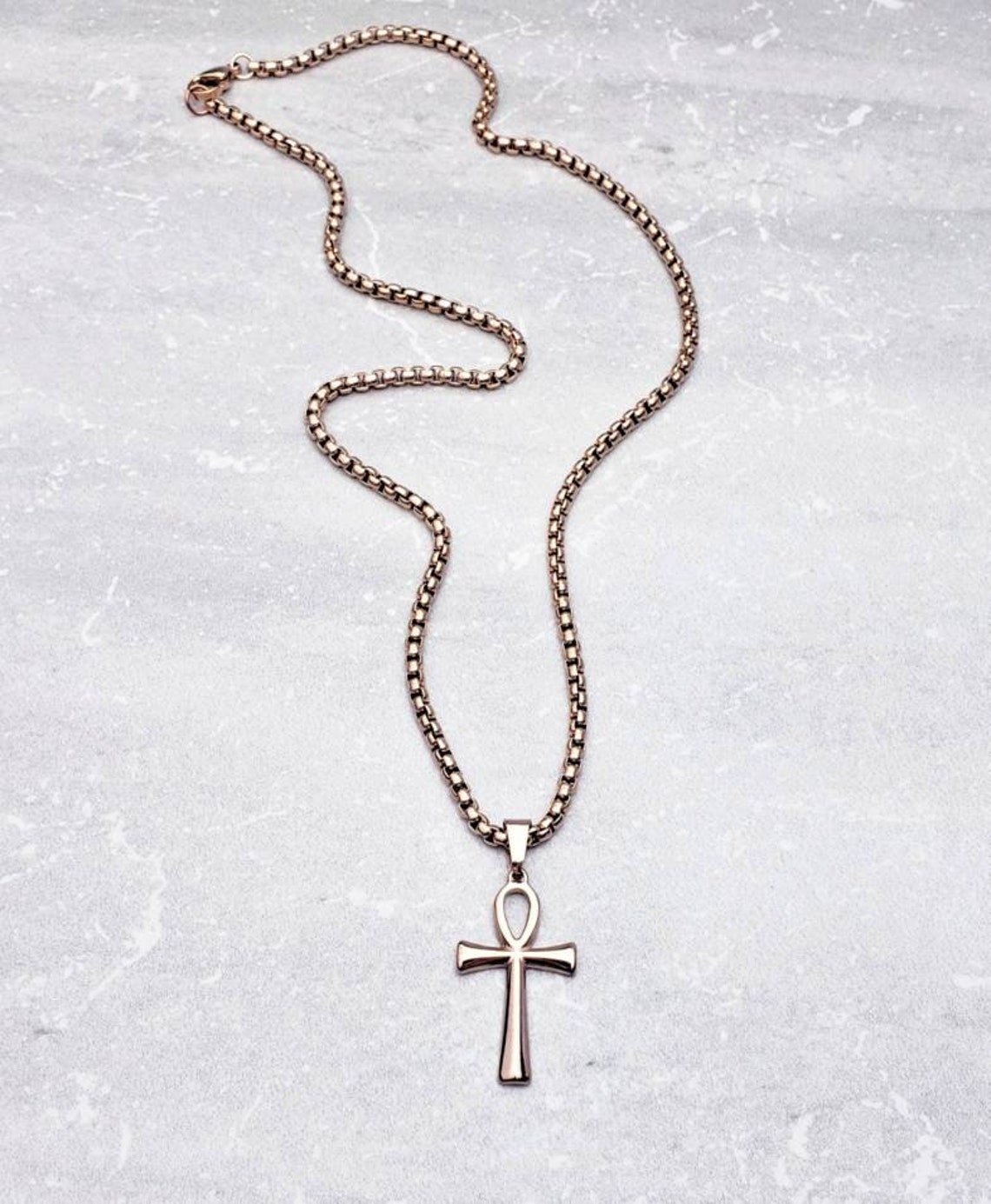 Men's rose GOLD Ankh Necklace Men's Rose - Etsy