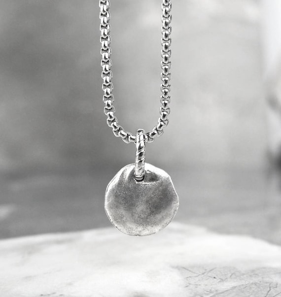 Men's silver MYKONOS Coin Necklace Men's | Etsy