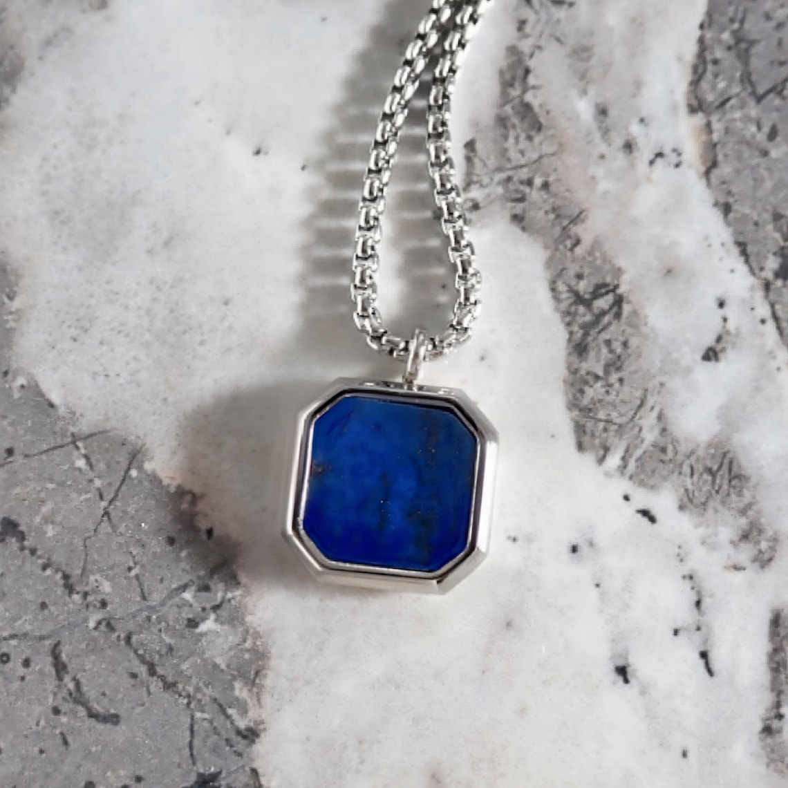Men's SILVER LAPIS AMULET Necklace | Men's Lapis Lazuli Gemstone ...