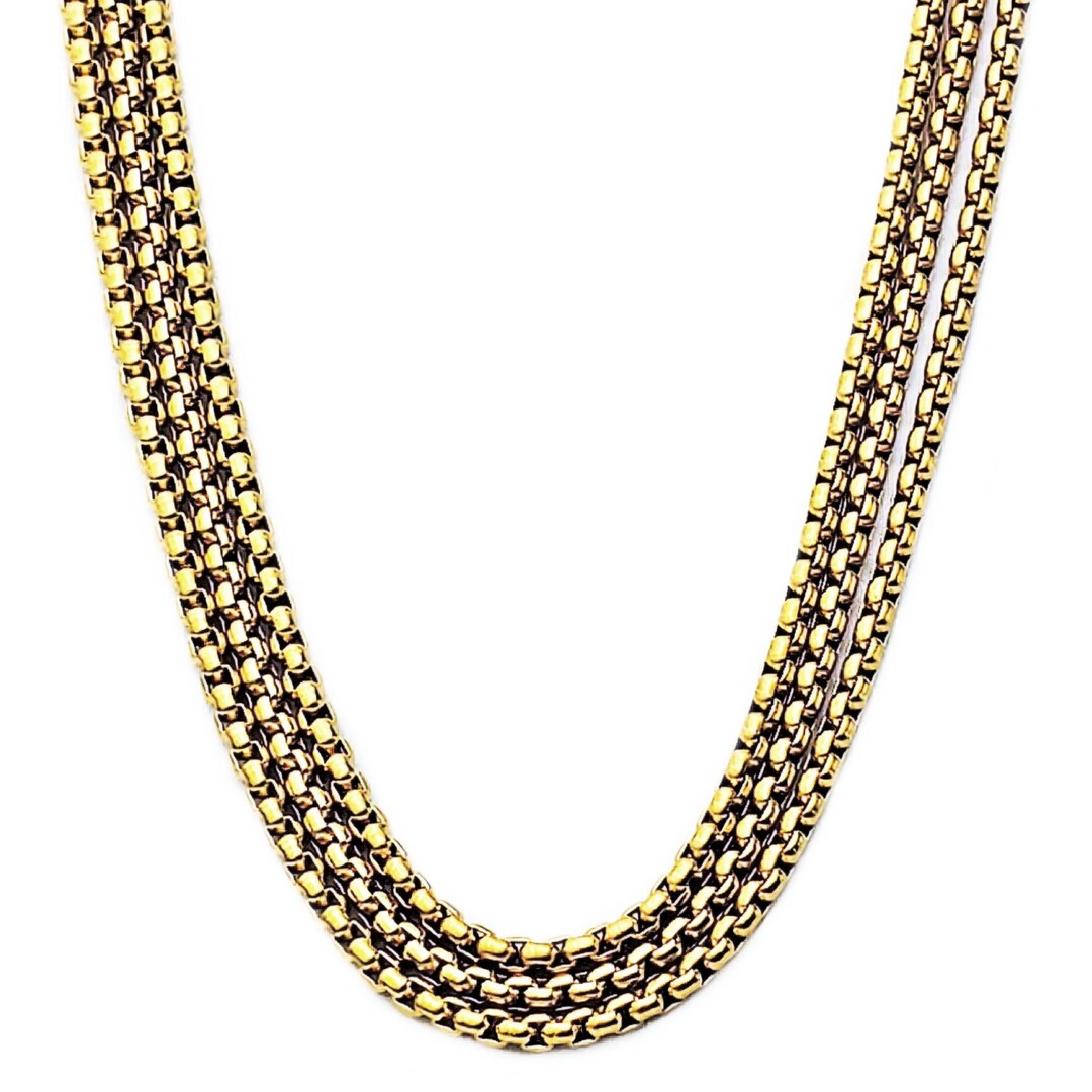 Men's GOLD BOX CHAIN Necklace | Men's Gold Stainless Steel Box Chain ...