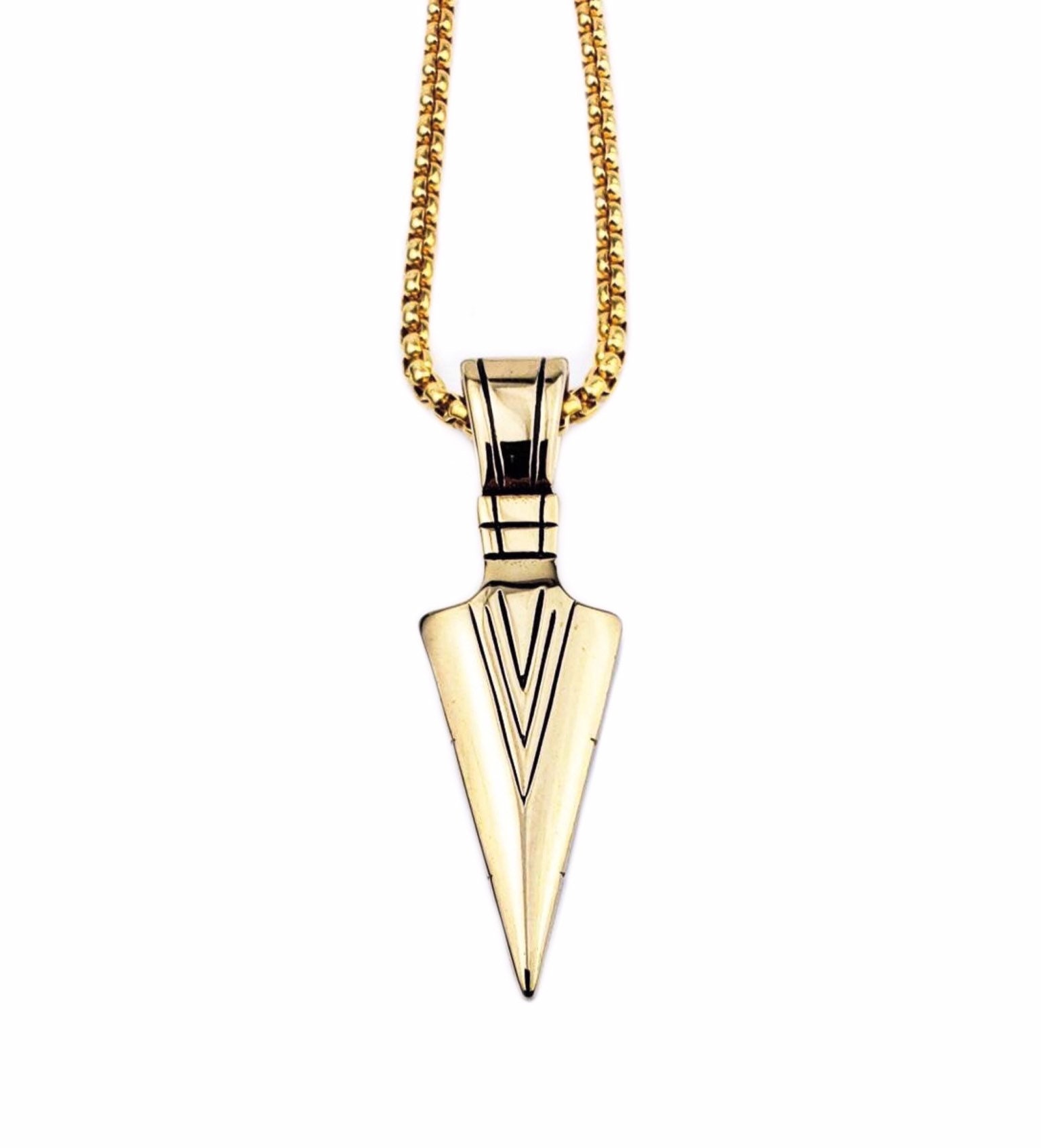 Men's golden Arrowhead Necklace Men's - Etsy