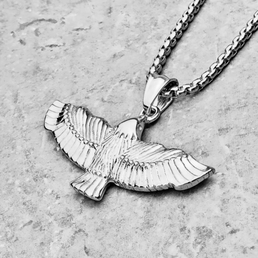Men's TRIBAL EAGLE AMULET Necklace | Men's Silver Stainless Steel ...