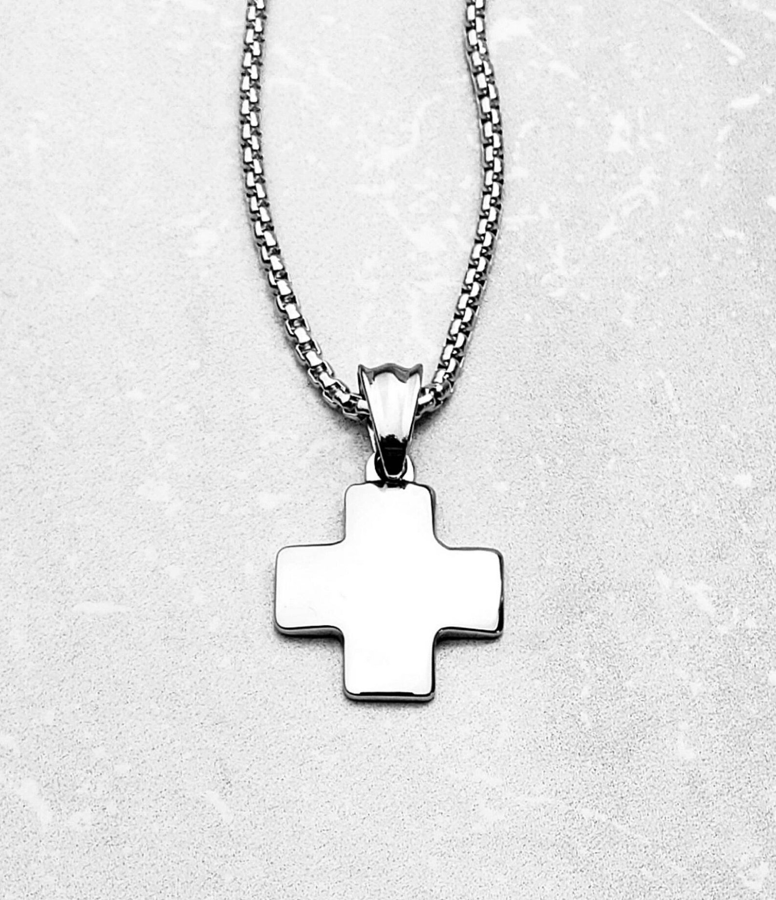 Men's SILVER GREEK CROSS Necklace | Men's Silver Stainless Steel Greek ...