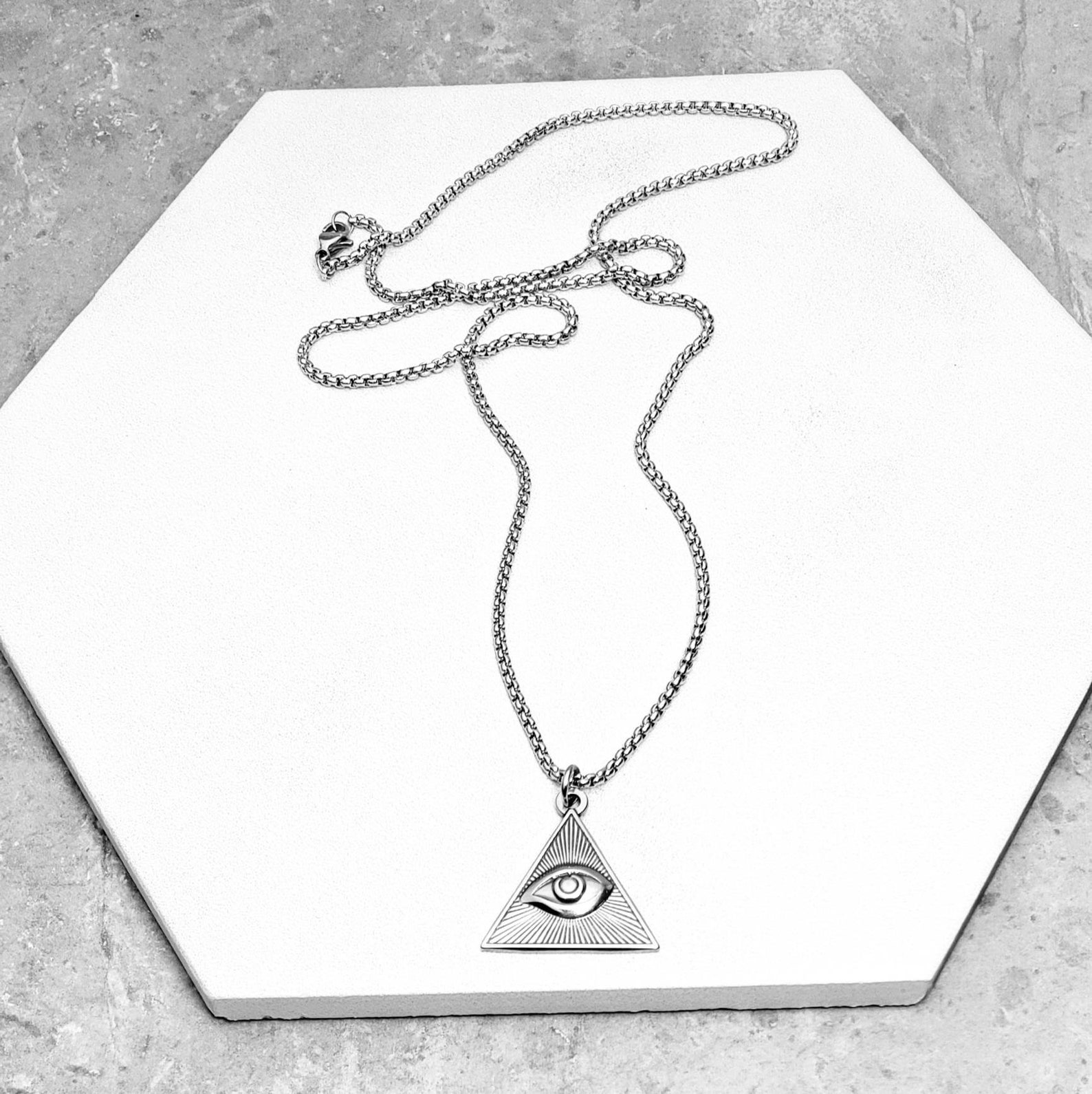 Men's evil EYE Pyramid Necklace Men's - Etsy