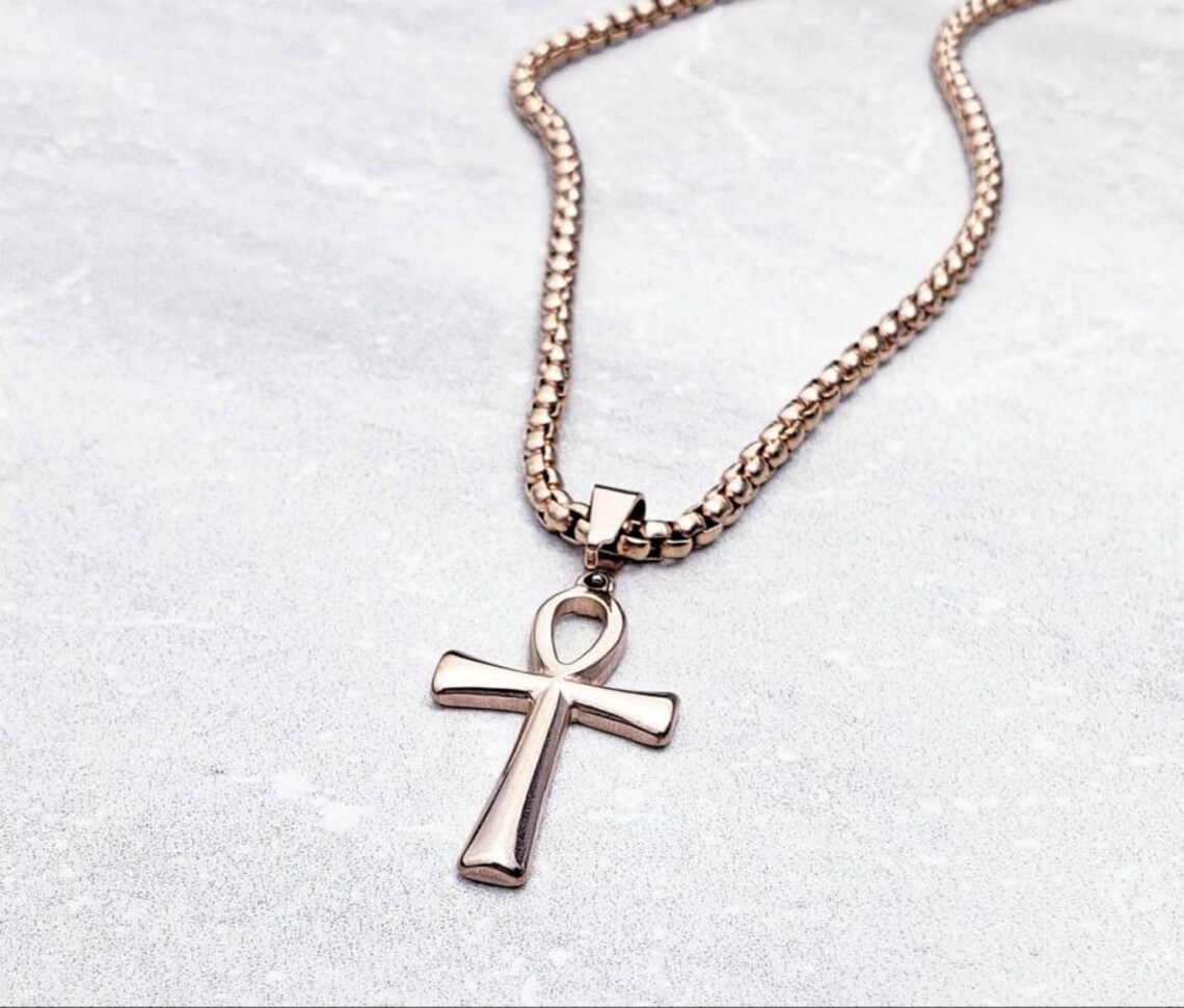 Men's rose GOLD Ankh Necklace Men's Rose - Etsy