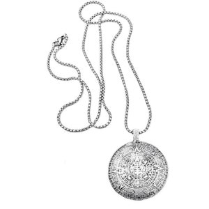 Men's AZTEC MEDALLION Necklace| Men's Oxidized Silver Stainless Steel ...