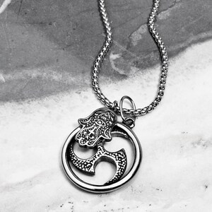 Men's HAMSA SHINTO TOMOE Necklace | Men's Silver Stainless Steel ...