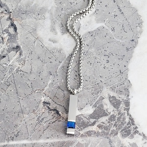 Men's SILVER SAPPHIRE BAR Necklace | Men's Sapphire Cubic Zirconia ...