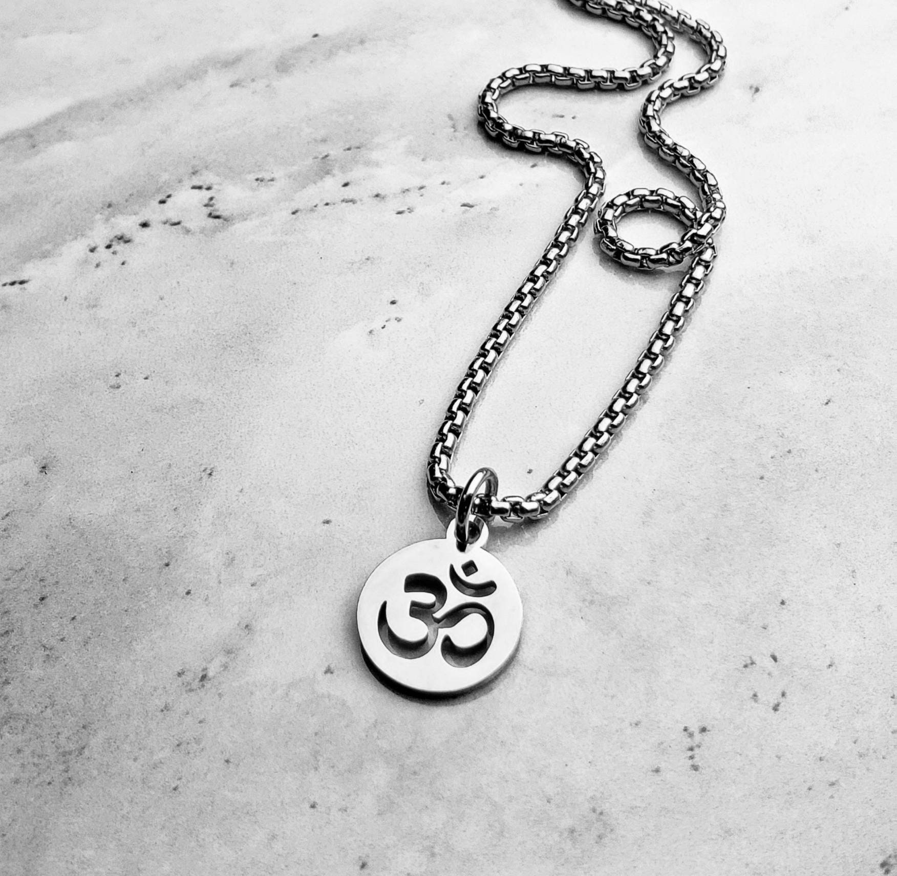 Men's silver OM Coin Necklace Men's - Etsy