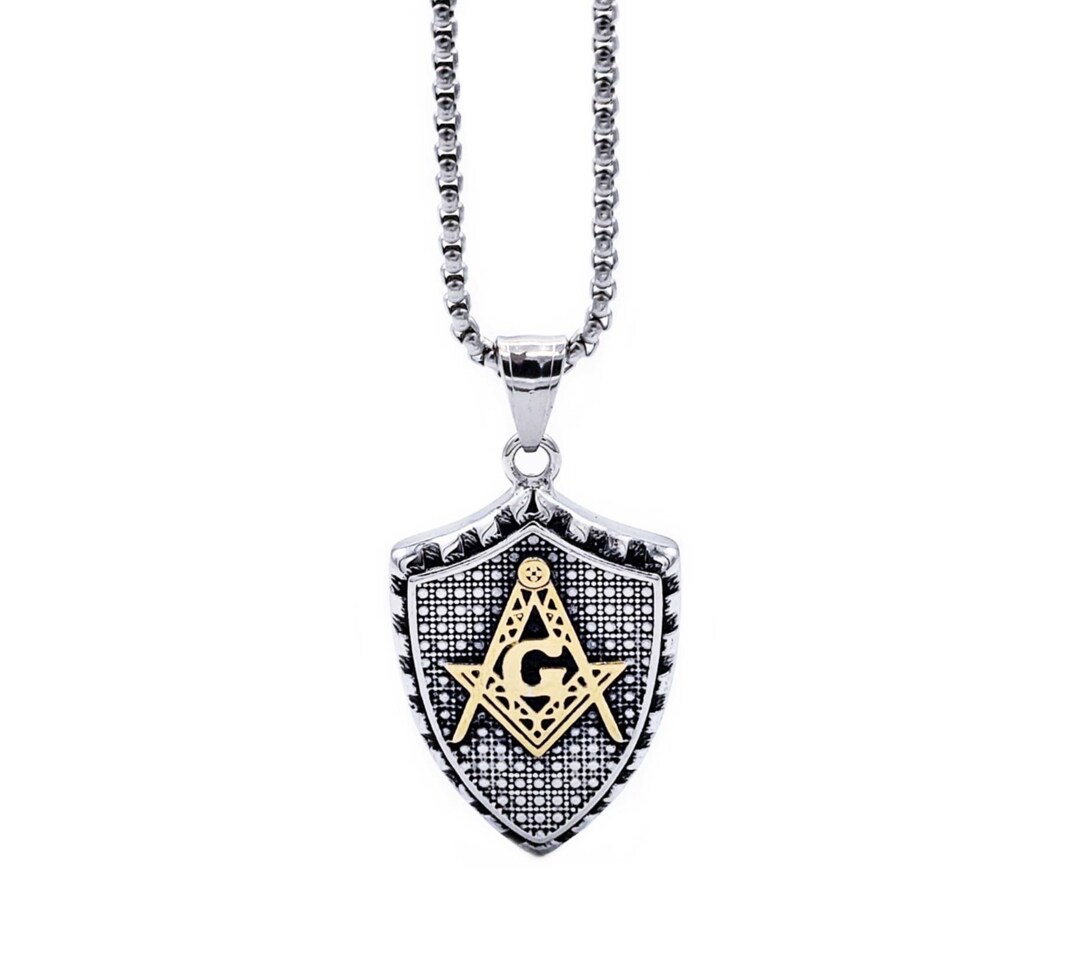 Men's masonic Shield Necklace Men's - Etsy