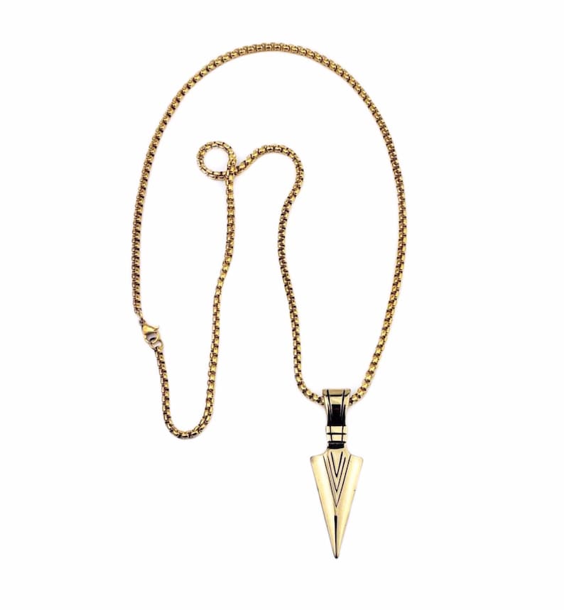 Men's golden Arrowhead Necklace Men's | Etsy