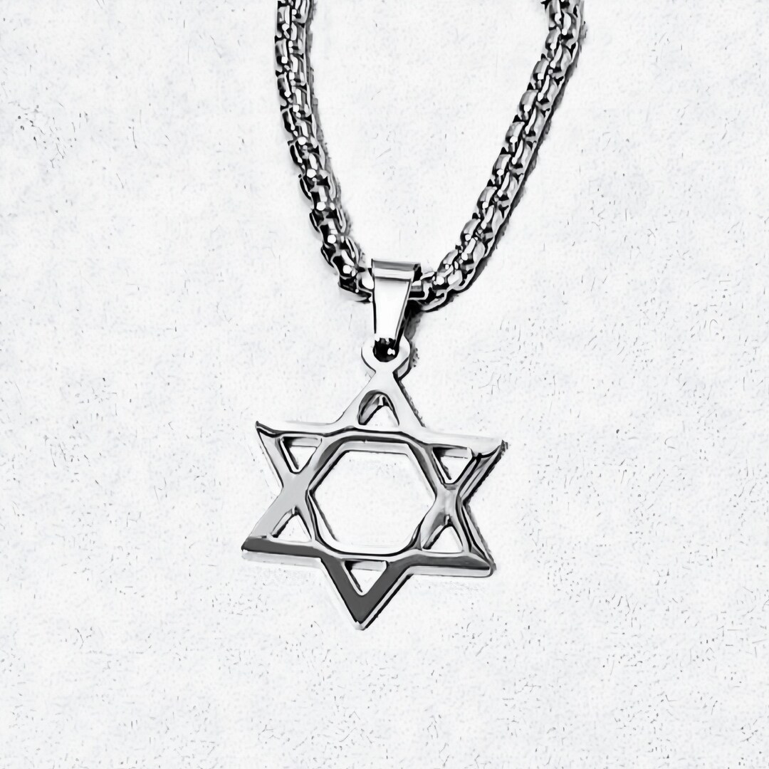 Men's SILVER STAR of DAVID Necklace | Men's Silver Stainless Steel Star ...