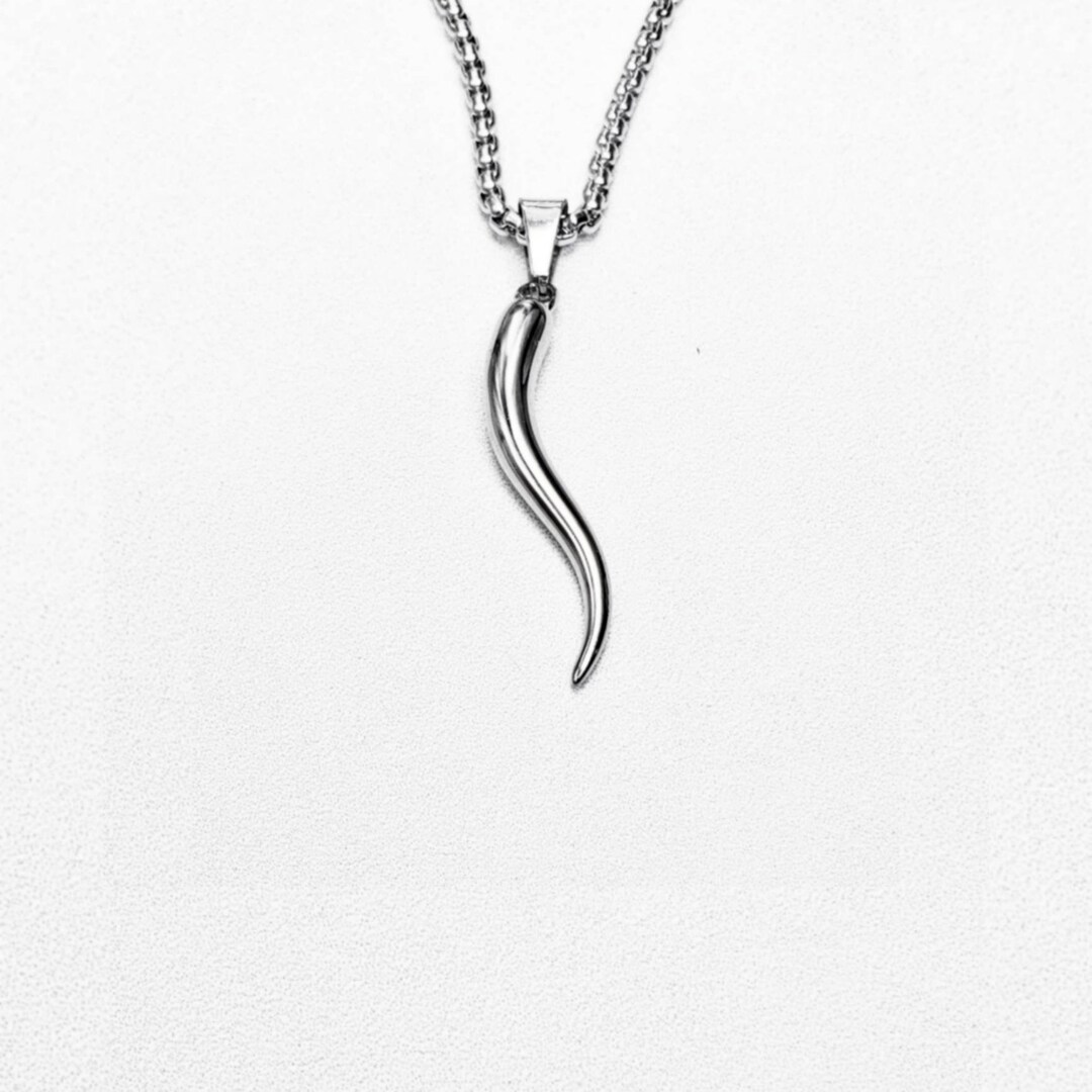 Men's steel Cornicello Necklace Men's - Etsy