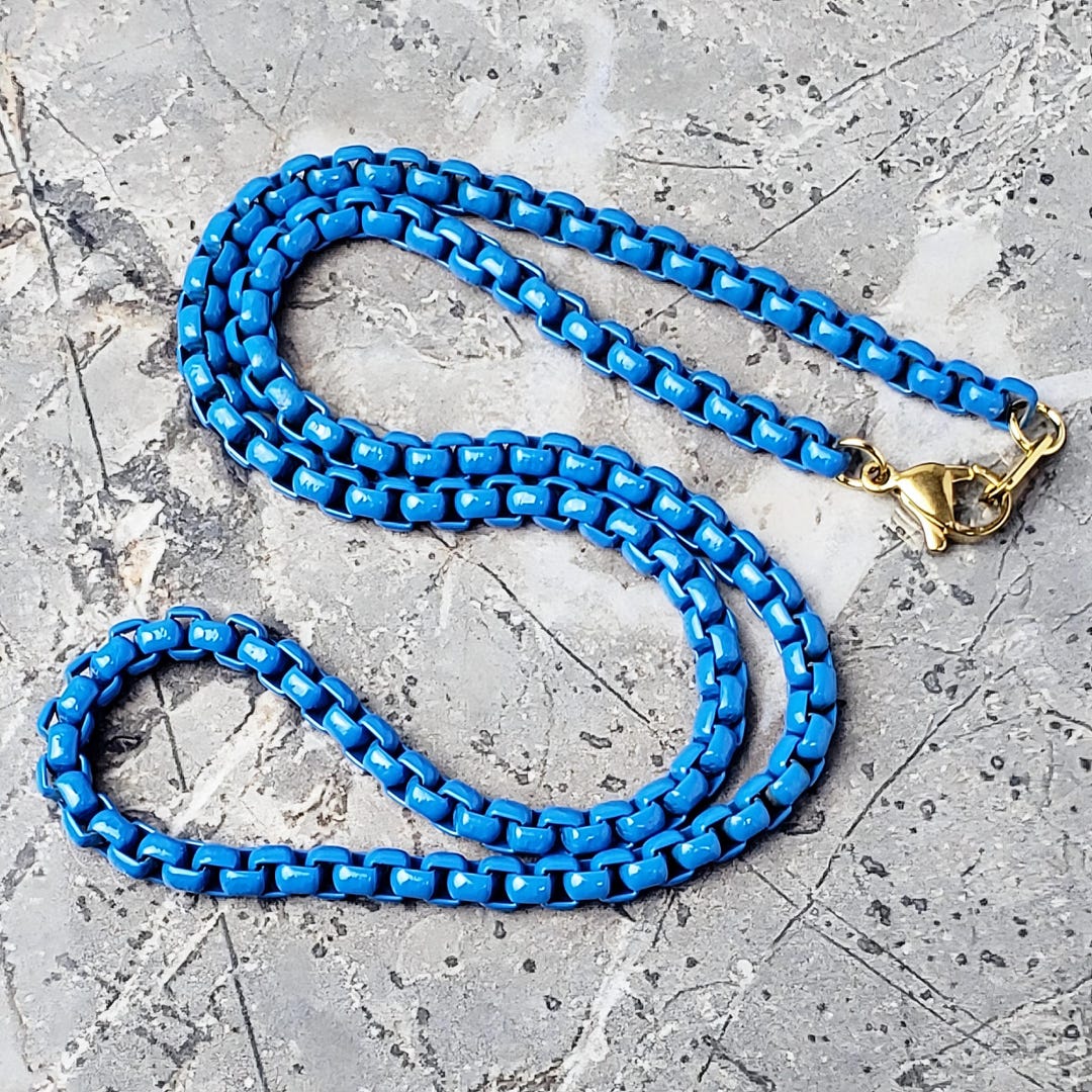 Men's ROYAL BLUE CHAIN Necklace | Men's Royal Blue Acrylic Coated ...